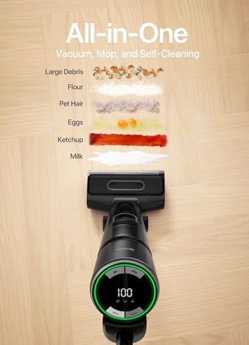 Qualelec Q12 MAX Portable All in One Smart Cordless Wet Dry Vacuum Cleaner and Mop,Long Run Time, Lightweight Hardwood Floors Cleaner for Sticky Messes and Pet Hair.