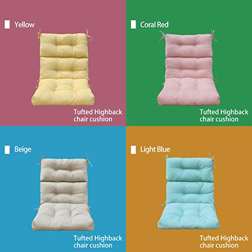 BOSSIMA Outdoor Patio 48.8"×24.4" High Back Lawn Chair Cushions Polyester Tufted Square Corner (Light Blue)