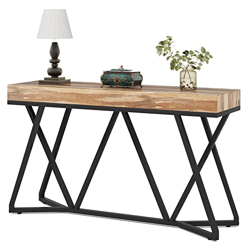 LITTLE TREE Sofa Console Table with Unique Metal Base, Entryway Table Behind Couch Table