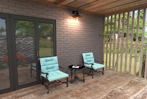 BOSSIMA Outdoor Patio 48.8"×24.4" High Back Lawn Chair Cushions Polyester Tufted Square Corner (Light Blue)