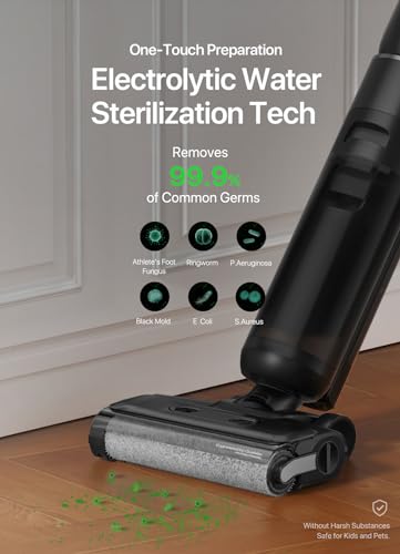 Qualelec Q12 MAX Portable All in One Smart Cordless Wet Dry Vacuum Cleaner and Mop,Long Run Time, Lightweight Hardwood Floors Cleaner for Sticky Messes and Pet Hair.