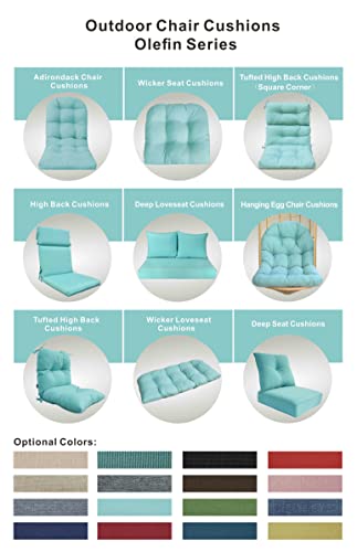 BOSSIMA Outdoor Patio 48.8"×24.4" High Back Lawn Chair Cushions Polyester Tufted Square Corner (Light Blue)