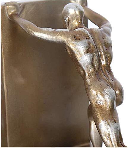 QLAZO Bookend Supports HeavyDuty , Small Humanoid Bookend Set of Two, Bronze Finish Book Organizer Children Adults Desk Office Home Decoration