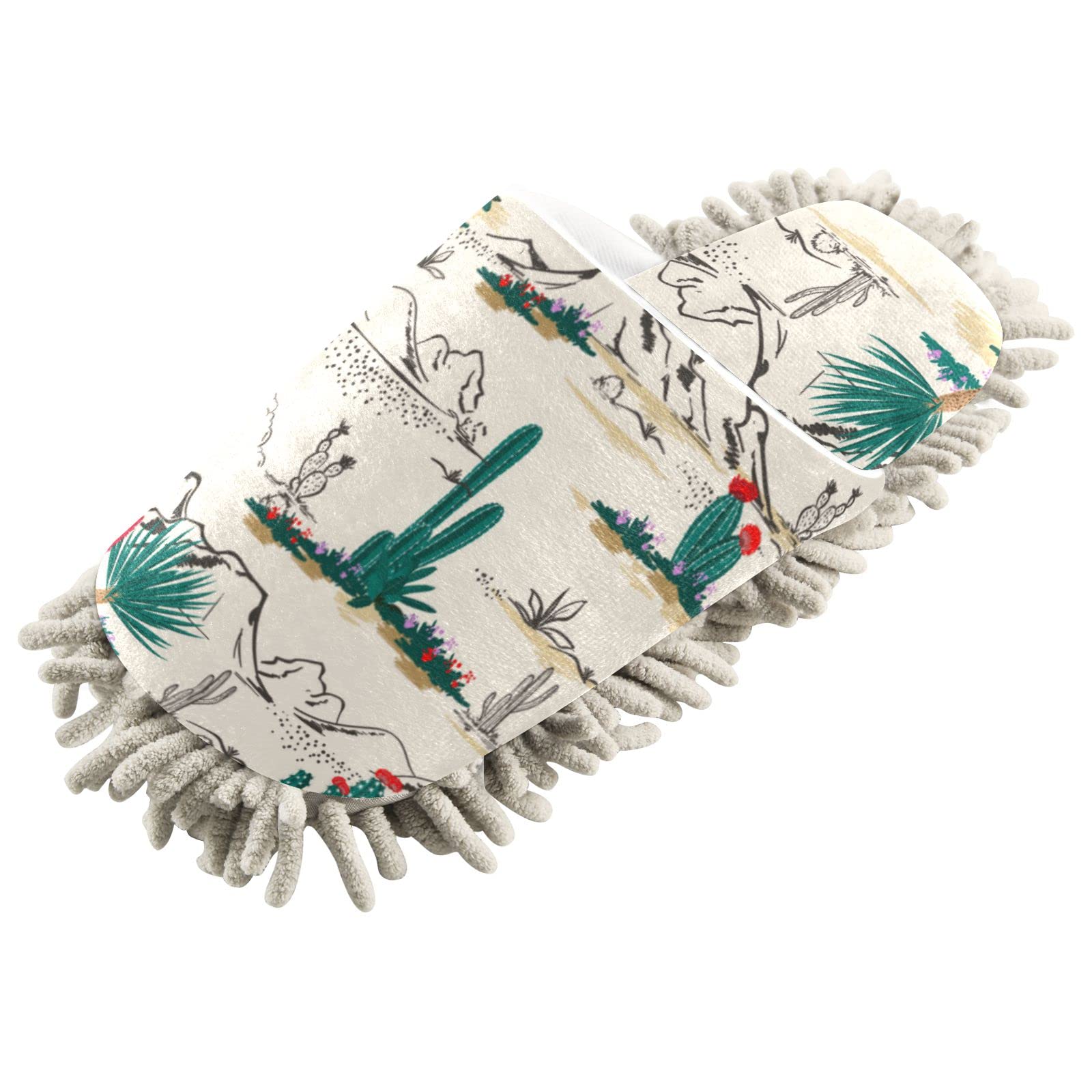Kigai Microfiber Cleaning Slippers Summer Cactus Washable Mop Shoes Slipper for Men/Women House Floor Dust Cleaner, Size L