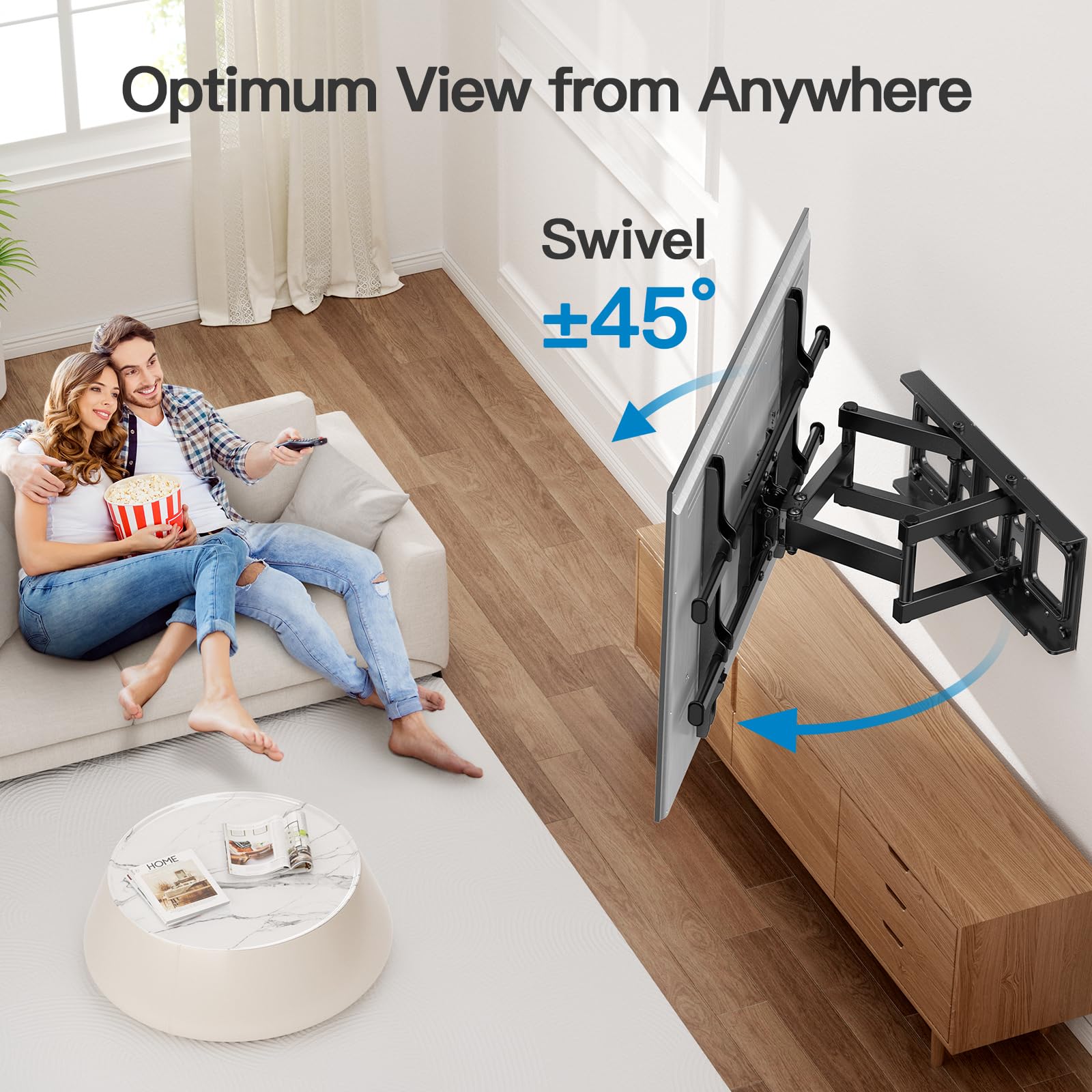 Pipishell TV Wall Mount Full Motion for Most 37-75 Inch LED LCD OLED TVs, Wall Bracket TV Mount Articulating Swivel Tilt Extension Leveling Holds up to 132lbs Max VESA 600x400mm Fits 12/16" Wood Stud
