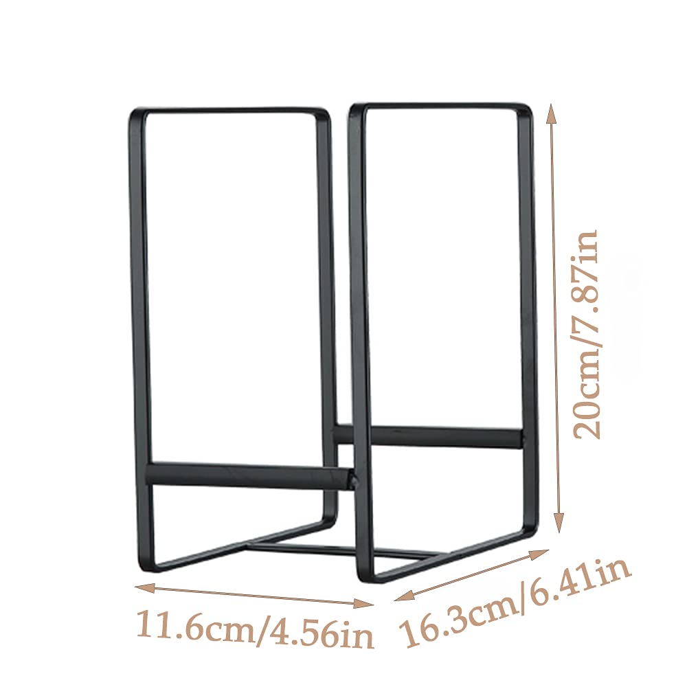 SUNFICON Large Plate Holders 2 Pack Upright Cabinet Dish Organizers Metal Plate Dish Drying Racks Stands Racks for Countertop and Cupboard Black