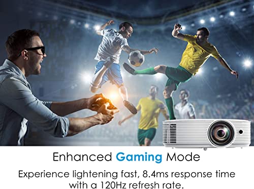 Optoma GT1080HDRx Short Throw Gaming Projector | Enhanced Gaming Mode for 1080p 120Hz Gameplay at 8.4ms | 1080p and HDR support with 4K UHD input | Bright 3,800 Lumens for Day and Night Gaming | White