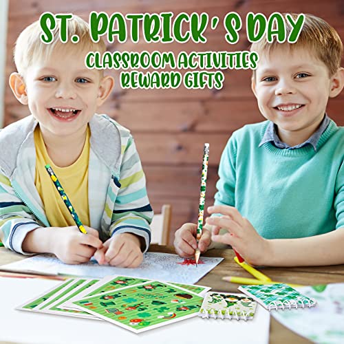 30 Pcs St. Patrick's Day Pencils with Eraser 20 Pcs St. Patrick's Day Notepads 10 Pcs St. Patrick's Day Stickers Stationery Sets for St. Patrick's Day Classroom Kids Party Favors School Supply