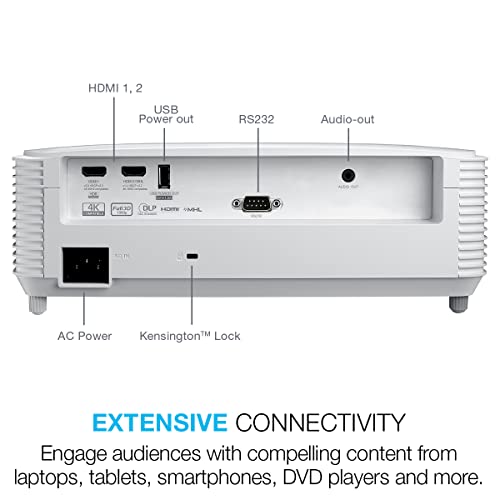Optoma GT1080HDRx Short Throw Gaming Projector | Enhanced Gaming Mode for 1080p 120Hz Gameplay at 8.4ms | 1080p and HDR support with 4K UHD input | Bright 3,800 Lumens for Day and Night Gaming | White