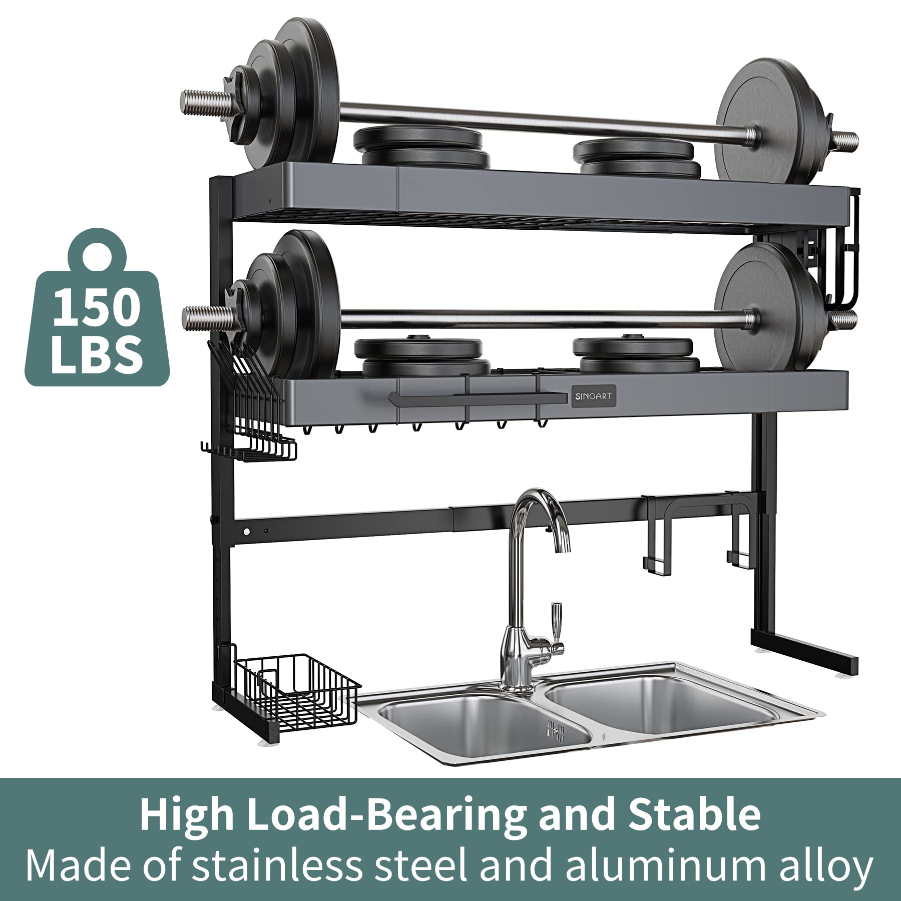 2023 Model,Over The Sink Dish Drying Rack 3-Tier Dish Drying Rack Over Sink Adjustable Length(26-37.5in), Stainless Steel Dish Drainer, Dishes Rack Kitchen Pots, pans, dishes and pots Organizer