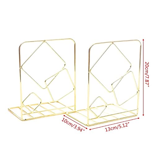 Wonzonewd File Sorters 2pcs Square Metal Desktop Bookends Book Ends Support Stand Holder Shelf Bookrack