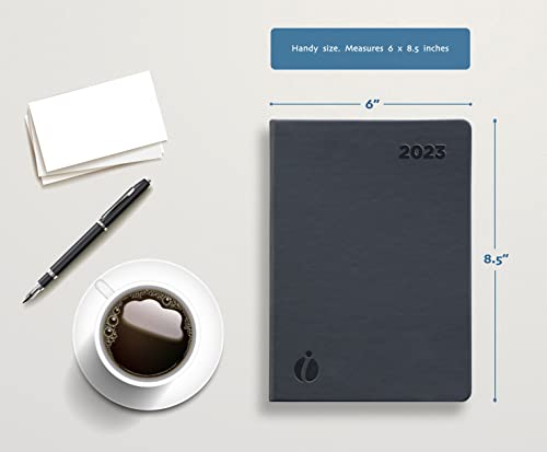 Inamio 24 Hourly Planner 2023 – 24 Hour Planner – Weekly and Monthly Appointment Book 2023 – Hardcover, Japanese Design – Minimalist Teacher Planner, Annual Planner with Time Slots – 6 x 8.5