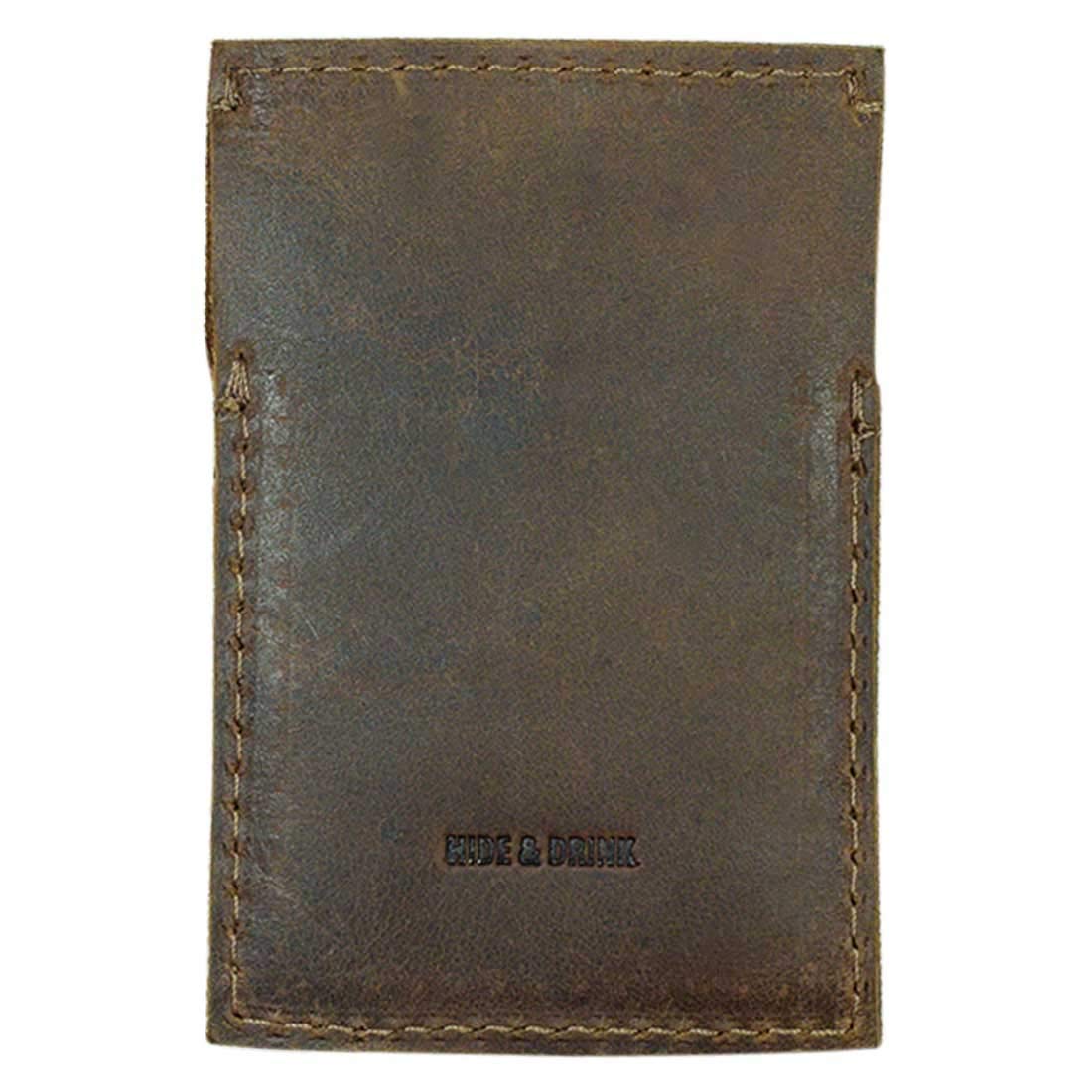 Hide & Drink, Leather Minimalist Card Holder W/Flap, Holds up to 3 Cards, Front Pocket Wallet, Stylish Organizer, Handmade Includes 101 Year Warranty :: Bourbon Brown