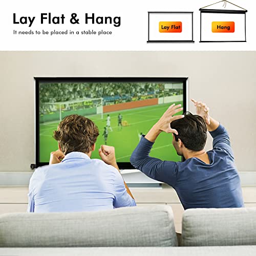 New Portable Mobile 50 Inch Projector Screen Pull Down, 16:9 Projector Screen Retractable Tabletop Screen Tripod Stand for Home Theater Meeting Room, School Indoor Outdoor Ceiling Wall Mount Upgrade