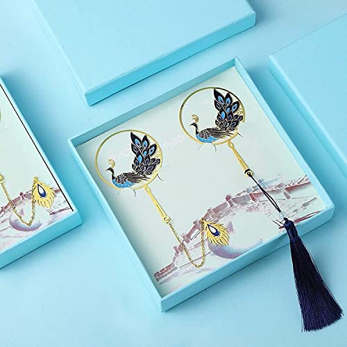 YHDCL Bookmarks Reading Page Markers Tassel, Peacock Creative Bookmark Chinese Style ClassicalBookmark Exquisite Crafts The Best Gift for Readers Women and Children Page Markers