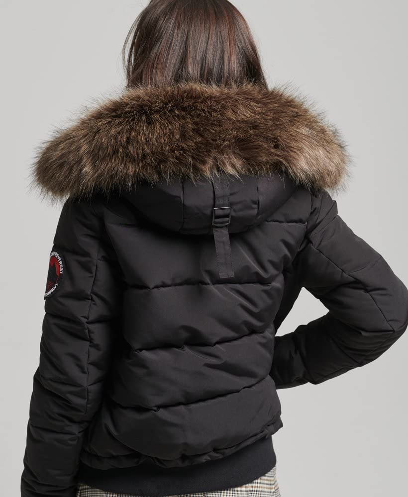 Superdry Womens Everest Bomber Jacket, Zip And Popper Fastening Black Size 12