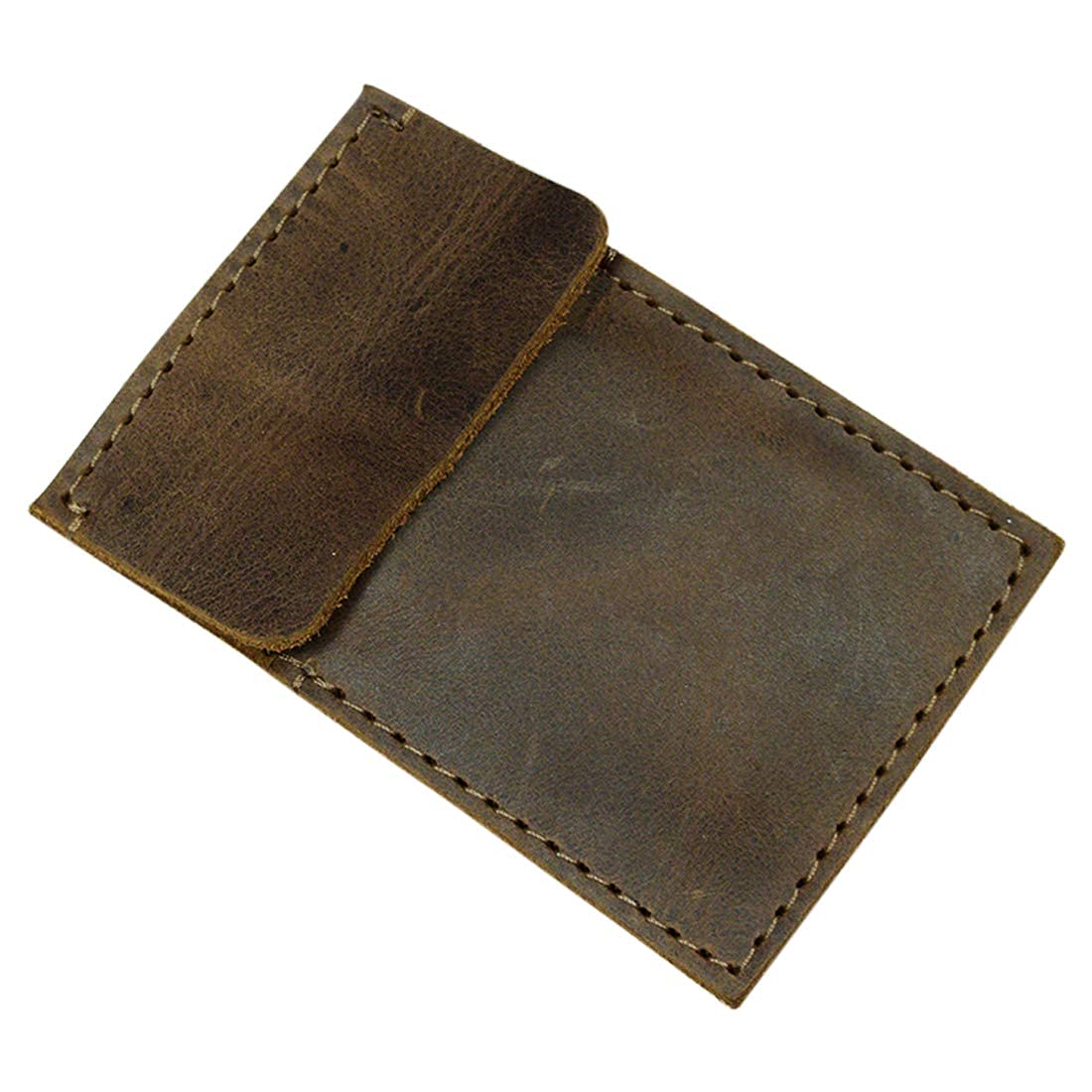 Hide & Drink, Leather Minimalist Card Holder W/Flap, Holds up to 3 Cards, Front Pocket Wallet, Stylish Organizer, Handmade Includes 101 Year Warranty :: Bourbon Brown