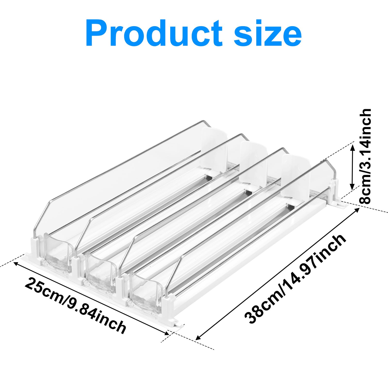 Protoiya Drink Organizer for Fridge, Self-Sliding Soda Can Dispenser with Locking Design, 3 Rows Fridge Drink Dispenser Holds up to 25+ Cans, Adjustable Width for Pantry/Vending Machine
