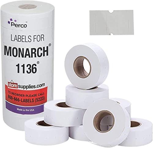 White Pricing Labels for Monarch 1136 Price Gun – 8 Rolls, 14,000 Price Marking Labels
