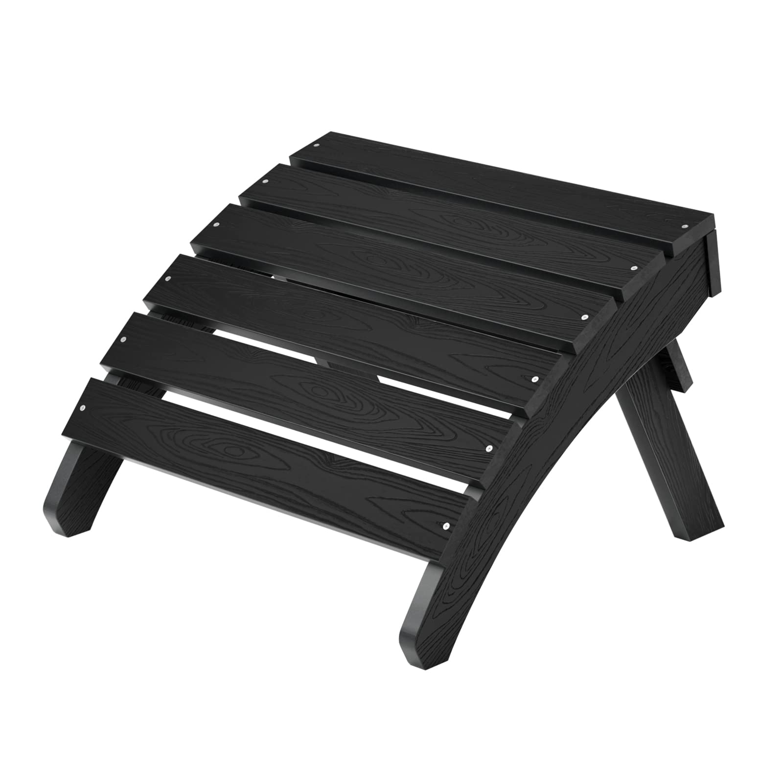 MXIMU Folding Adirondack Ottoman, Plastic Adirondack Footstool, Premium All Weather Ottoman for Adirondack Chairs, Wide Use in Backyard, Garden, Lawn, Porch, Poolside (Black)