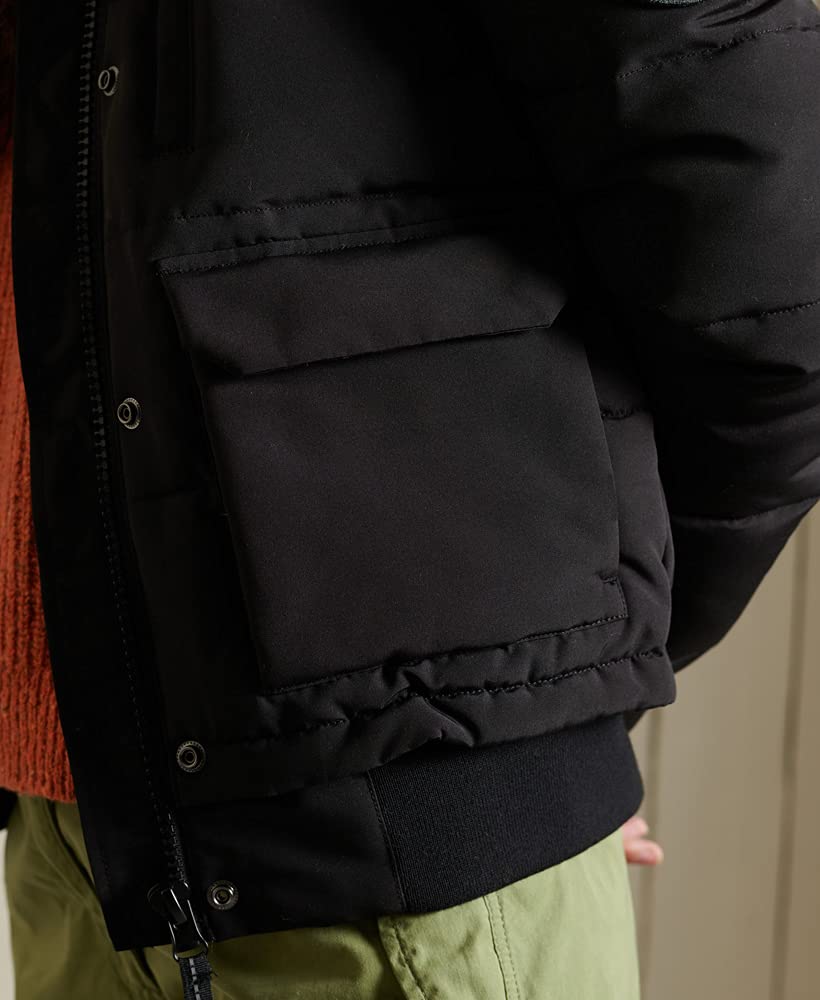 Superdry Womens Everest Bomber Jacket, Zip And Popper Fastening Black Size 12