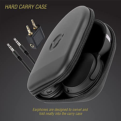 Volkano X Silenco Series Headphones Wireless Bluetooth - Active Noise Cancelling Headphones - 30H Playtime - Headset with Mic - Memory Foam Ear Cups for Cellphone/PC/Home (Black)