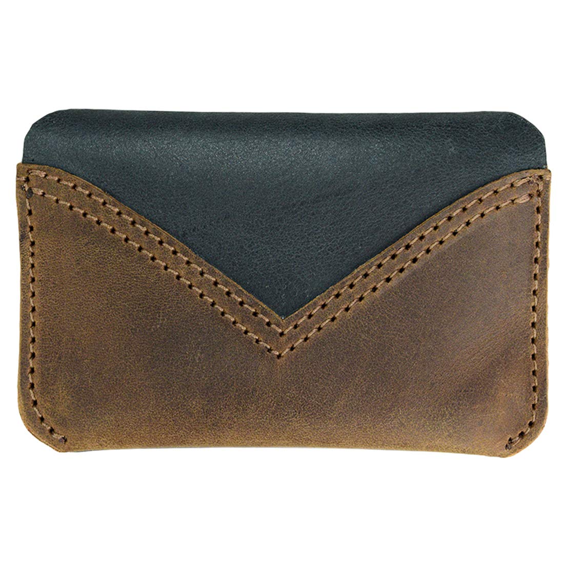 Hide & Drink, Leather Bicolor Card Holder, Holds Up to 8 Cards Plus Folded Bills, Wallet Cash Organizer, Handmade, Multicolor