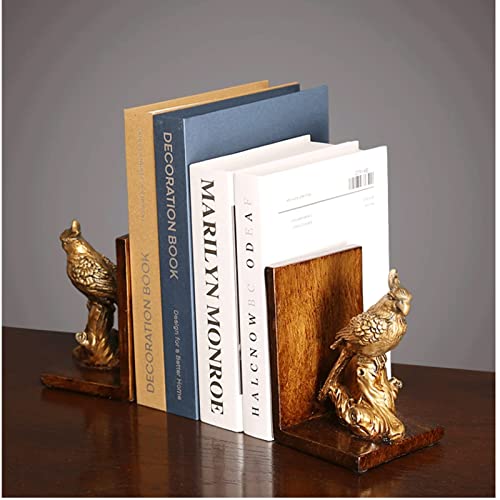 WJCCBJQXW Resin Vertical Parrot Bookends Heavy Duty Bookends Durable Dividers Unique Design Office 1 Pair Book Stoppers