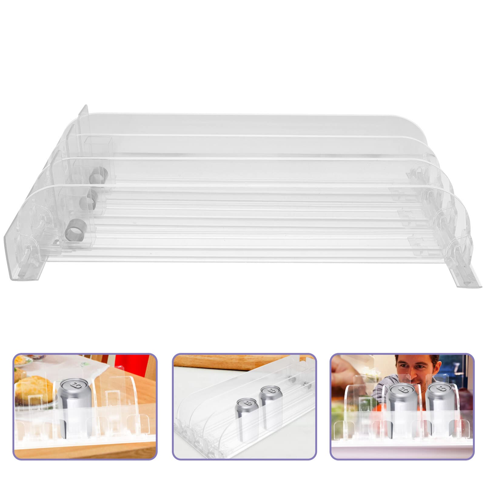 BESTonZON 3Pcs Drink Organizer for Fridge Self-Pushing Soda Rack Can Organizer Beverage Pusher Glide Bottled Water Organizer for Refrigerator Automatic Vending Machine