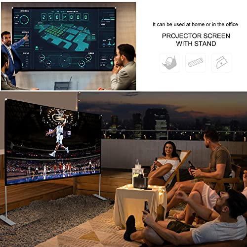 Projector Screen with Stand 120 inch 16:9 HD 4K Outdoor Indoor Projection Screen for Home Theater 3D Fast-Folding Projector Screen with Stand Legs and Carry Bag Projection Movie Wrinkle-Free…