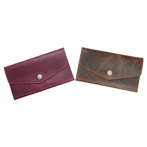Hide & Drink, Triple Card Wallet, Holds Up to 3 Cards Plus Flat Bills & Coins, Cash Organizer, Zippered Pouch, Accessories, Full Grain Leather, Handmade, Sangria