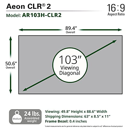 Elite Screens Aeon CLR2 Series, 16:9, Edge Free Ceiling and Ambient Light Rejecting Fixed Frame Projector Screen for Ultra-Short Throw Projectors Fixed Frame (103" Diagonal, 16:9)