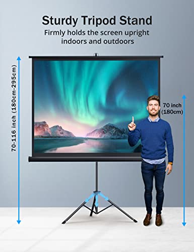 Projector Screen with Stand, HYZ 120 inch Projector Screen 4K HD with Wrinkle-Free Design, Indoor Outdoor for Backyard Movie Night, Office Presentation(1.1Gain, 4:3, 160°Viewing Angle&Carry Bag)