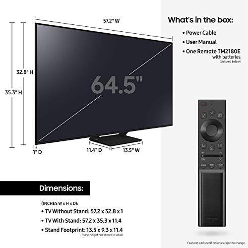 SAMSUNG QN65Q70AA 65" Class UHD High Dynamic Range QLED 4K Smart TV with an Austere V-Series 8-Outlet Power w/Omniport USB (2021)