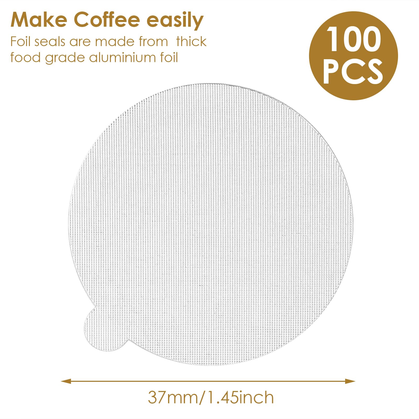 Prasacco 100 Pieces Reusable Aluminum Foil Lid Reusable Coffee Covers（37mm/1.45inch）