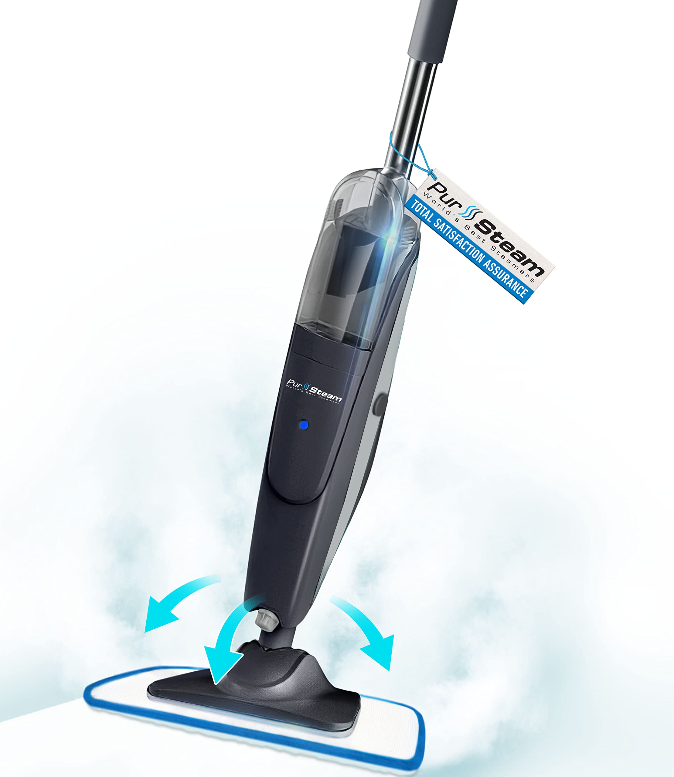PurSteam Steam Mop Cleaner, Steam Mops for Floor Cleaning - Hardwood/Tiles/Vinyl/Marble - Steam Cleaner for Kitchen - Multifunctional Whole House Steamer, Grey