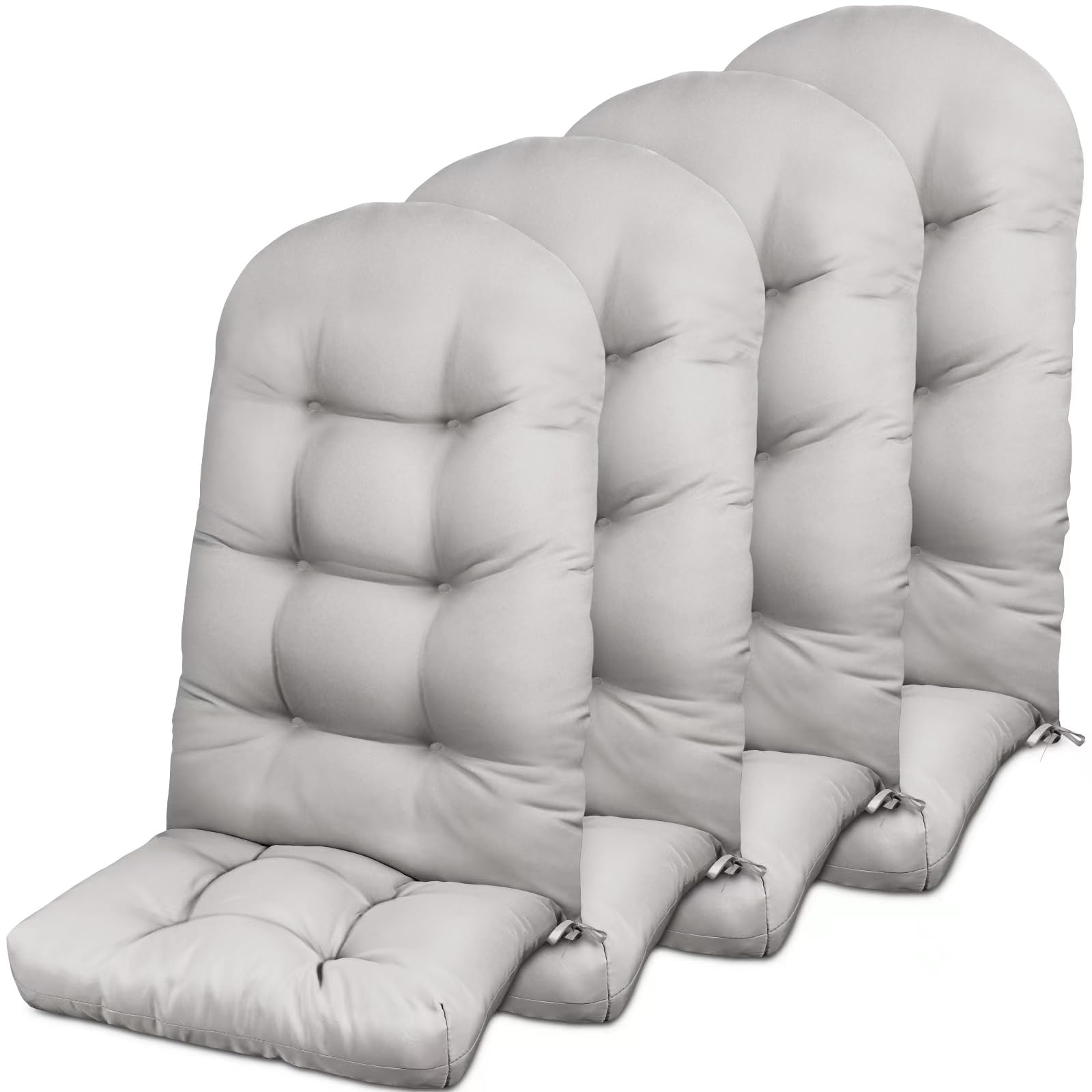 Vemkyrio 4 Pack Adirondack Chair Cushion, Waterproof&Fade-Resistant Rocking Chair Cushion - High Back Patio Cushions Lengthen, Thickened Patio Chair Pad for Outdoor and Indoor (Grey)