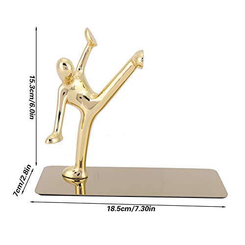 Bookends,Book Ends,Book Ends for Shelves,1 Pair Gold Bookends Stainless Steel Kung Fu Man Heavy Duty Bookends Decorative for Books Movies Home Desk Office