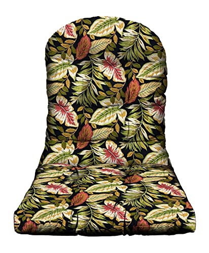 RSH DECOR: Tufted Adirondack/Rocking Chair Cushion | 42.5” x 21” | All-Weather Spun Fabric | Water and Fade-Resistant | Outdoor Cushion for Patio Furniture | Twilight Tropical Leaf