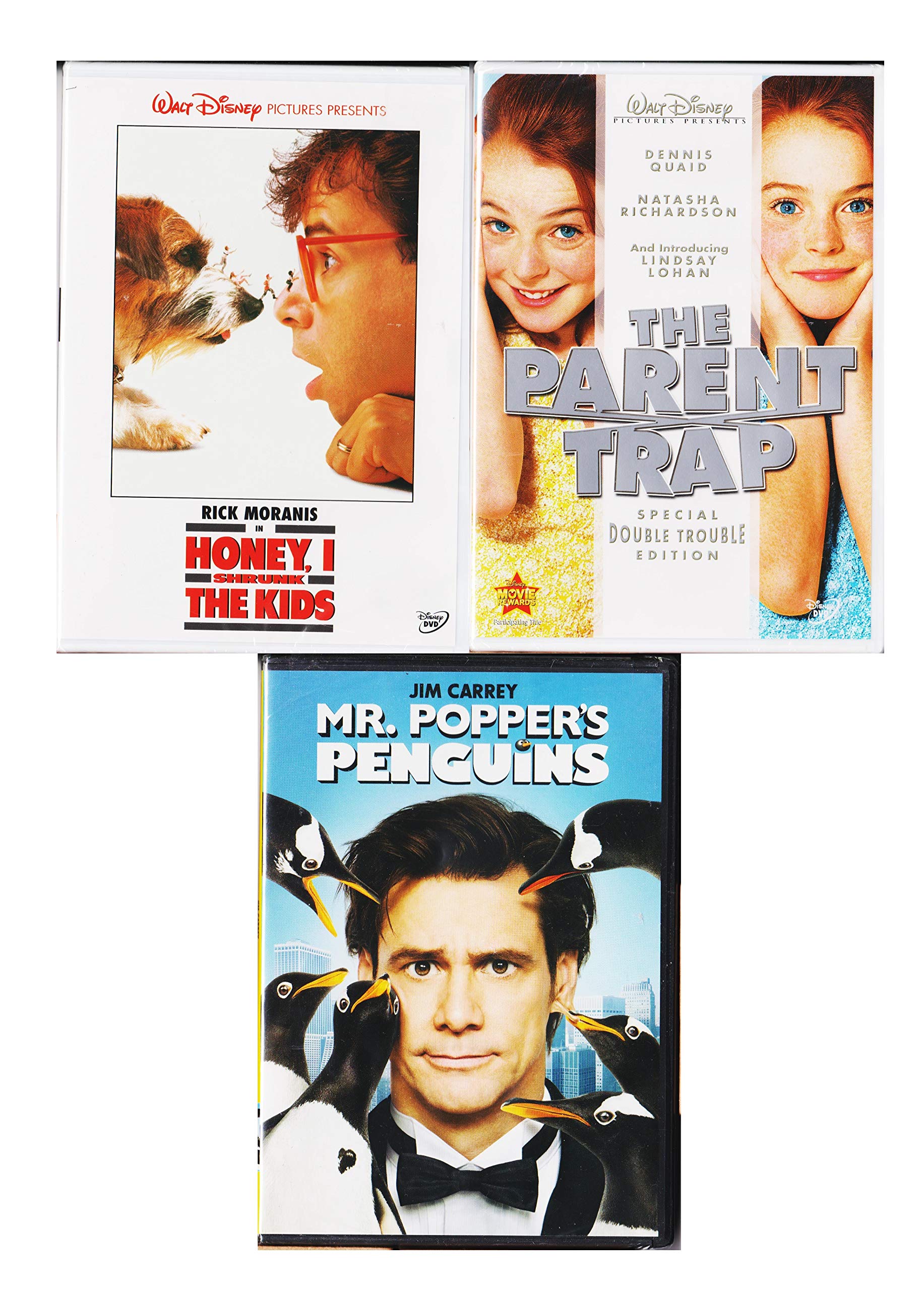 Honey Trap Collection Movie 3 DVD Set Parent Trap Lindsay Lohan + Disney Honey, I Shrunk the Kids & Mr. Penguins Popper's Film Bundle
