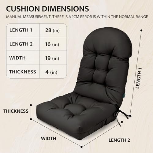 mudilun Adirondack Chair Cushion Tufted Extra Thick High Back Patio Seat Pads Outdoor Waterproof Fire Pit Rocking Chairs Cushions Non-Slip Durable Lounge Rocking Chair Cushions…