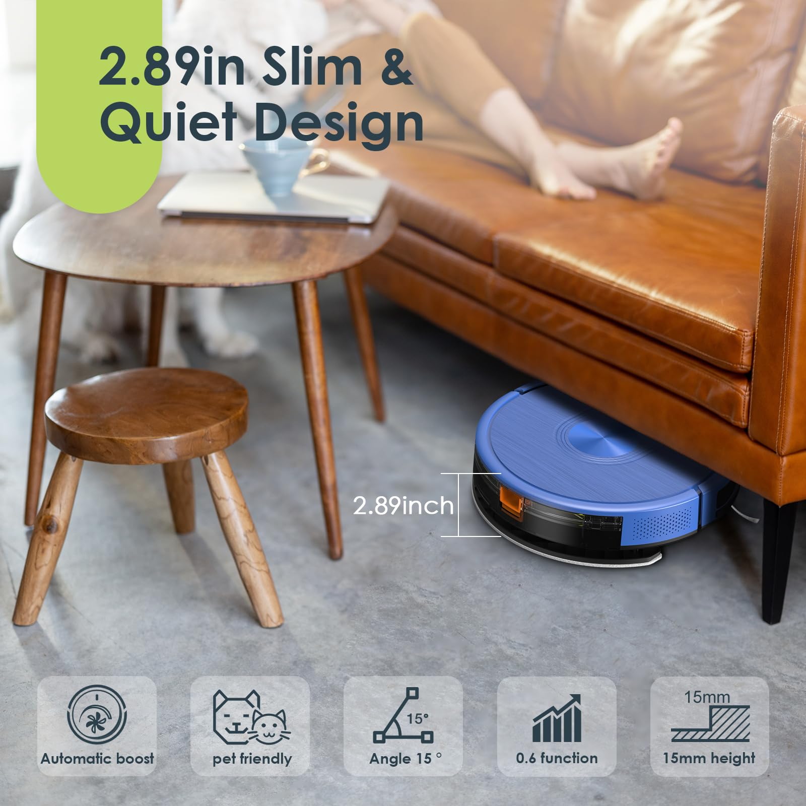 Robot Vacuum and Mop Combo, 3 in 1 Mopping Robotic Vacuum with Schedule, App/Bluetooth/Remote, Max Suction 1600Pa, Self-Charging Robot Vacuum Cleaner, Slim, Ideal for Hard Floor, Pet Hair, Carpet