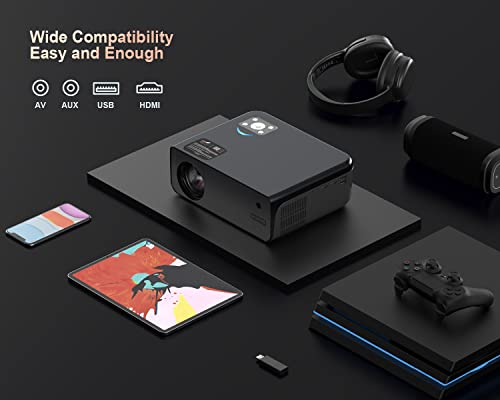 Projector with WiFi and Bluetooth,Tkisko 480ASIN 18000L Native 1080P Outdoor Video Projector 4K Supported,Smart Home Theater Movie Projector, Compatible with iOS/Android/PC/XBox/PS4/TV Stick/HDMI/USB