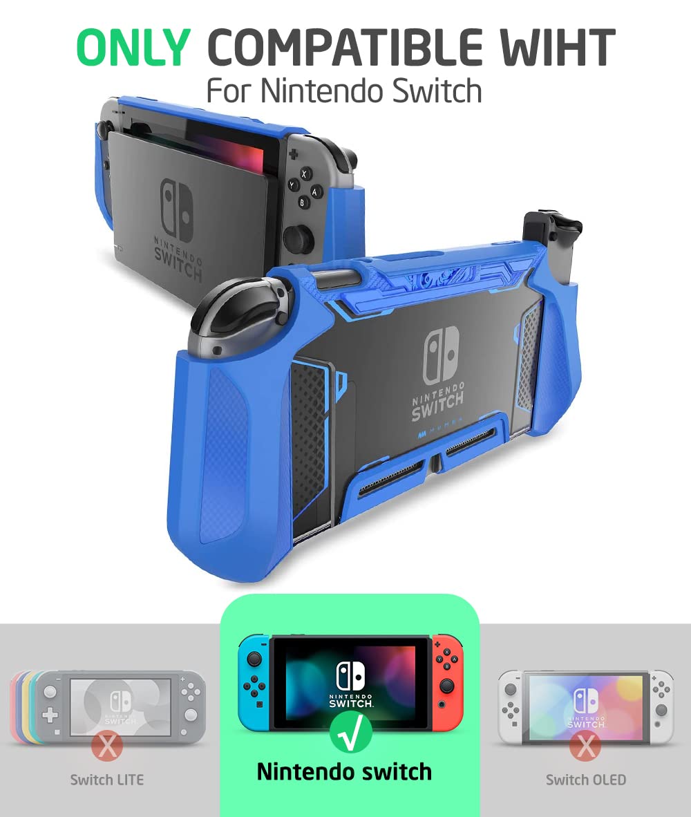 Mumba Dockable Case for Nintendo Switch, [Blade Series] TPU Grip Protective Cover Case Compatible with Nintendo Switch Console and Joy-Con Controller (Navy)