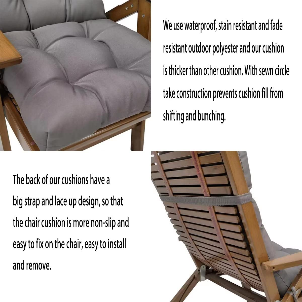 Yefound Patio Chair Cushion for Adirondack,Tufted High Back Outdoor Rocking Chair Cushion, High Back Waterproof Outdoor Indoor Seat Cushion, Teal