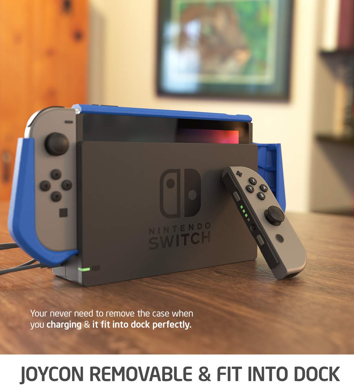 Mumba Dockable Case for Nintendo Switch, [Blade Series] TPU Grip Protective Cover Case Compatible with Nintendo Switch Console and Joy-Con Controller (Navy)