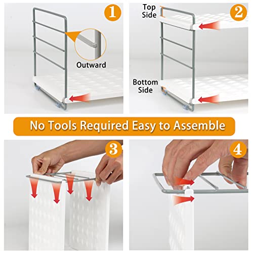 Water Bottle Organizer For Cabinet, Expandable Water Bottle Holder Rack, Adjustable Tumbler Storage For Kitchen Organization, 2 Tier Cup Organizer For Sports Flask Insulated Travel Mug Fridge, White