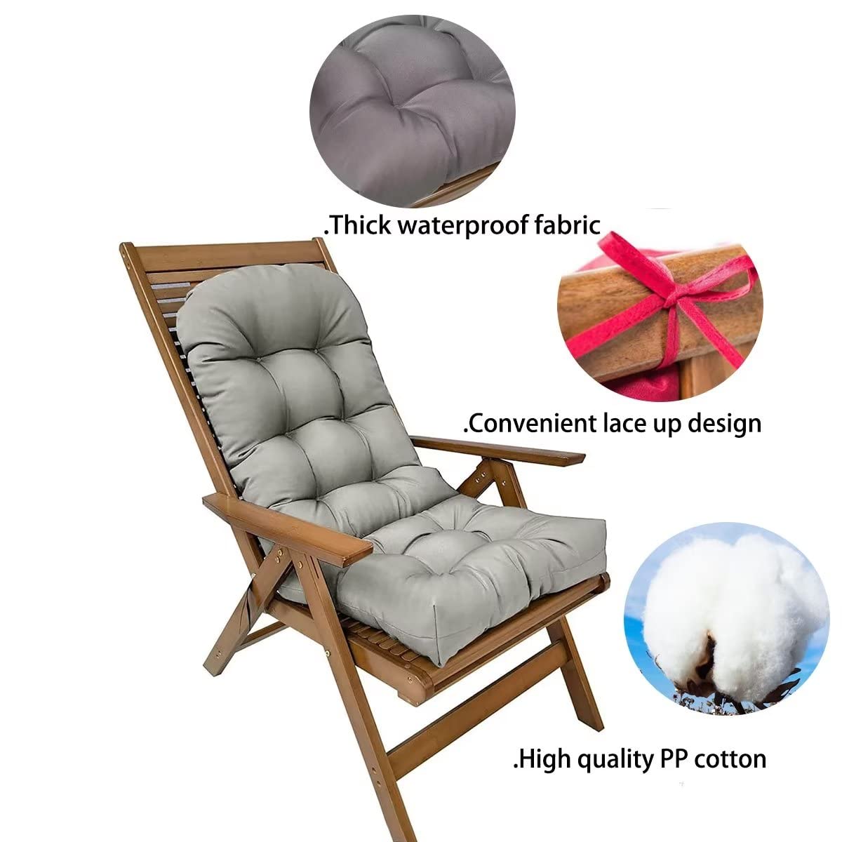 Yefound Patio Chair Cushion for Adirondack,Tufted High Back Outdoor Rocking Chair Cushion, High Back Waterproof Outdoor Indoor Seat Cushion, Teal