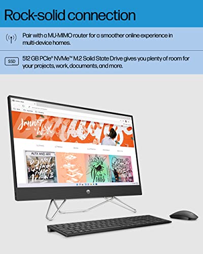 HP All-in-One Bundle PC, 27" Full HD Micro-Edge Touchscreen Display, 12th Generation Intel Core i7 Processor, Intel Iris Xe Graphics, 16 GB SDRAM, 512 GB SSD, Windows 11 Home OS, Wi-Fi (cb1180, 2022)