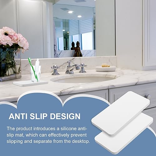 5PCS Water Absorbent Diatomite Coasters, Diatomaceous Earth Coaster Instant Dry Sink Organizer Water Absorbing Stone Tray for Sink, for Bathroom Kitchen Sink Countertop(White)